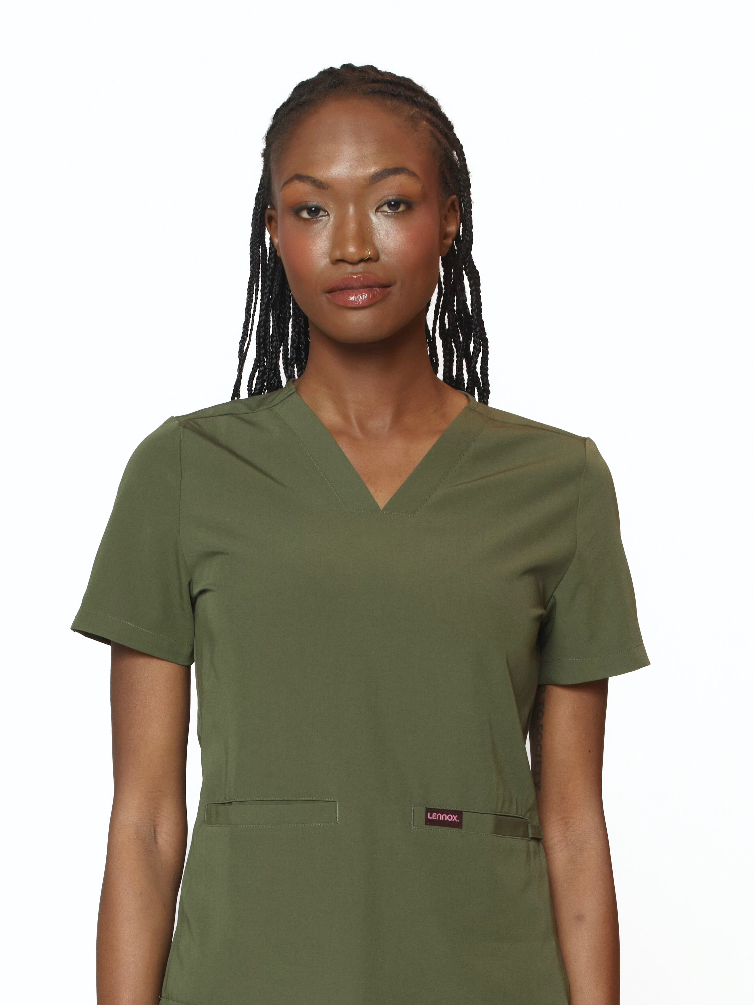 OLIVE GREEN TOP – LENNOX SCRUBS.